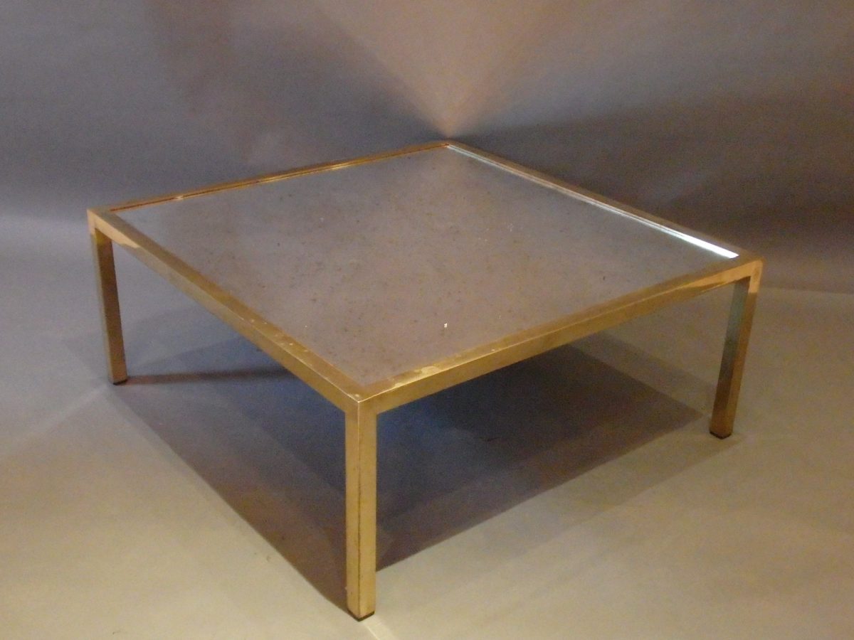 Brass and Mirrored Glass Coffee Table | Miranda Willes